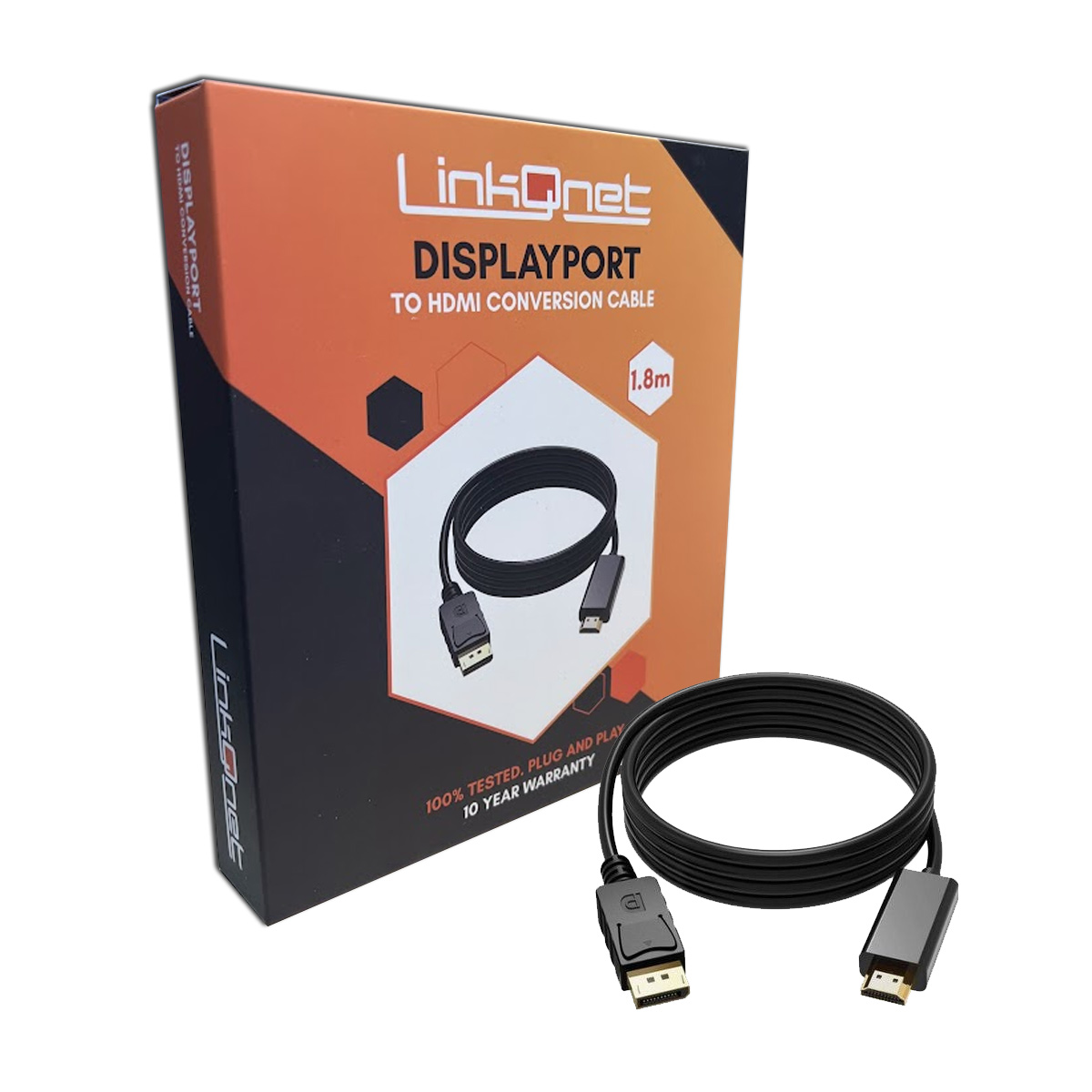 LinkQnet 1.8m 4K DisplayPort 1.2 Male to HDMI Male Cable – ElectroMart